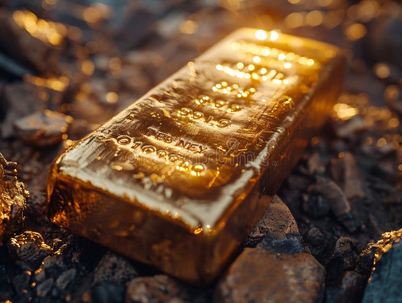 Close Up a Gold Bar. Gold Value and Price Concept Stock Illustration ...