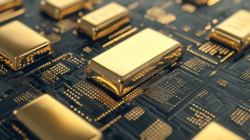 A Close Up of Gold Bars on a Computer Motherboard, AI Stock Image ...