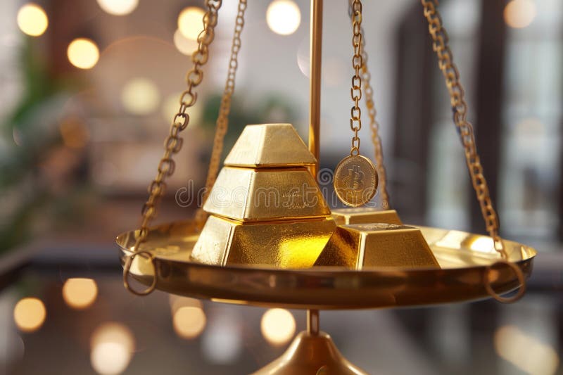 Gold Bars on a Scale stock illustration. Illustration of investment ...