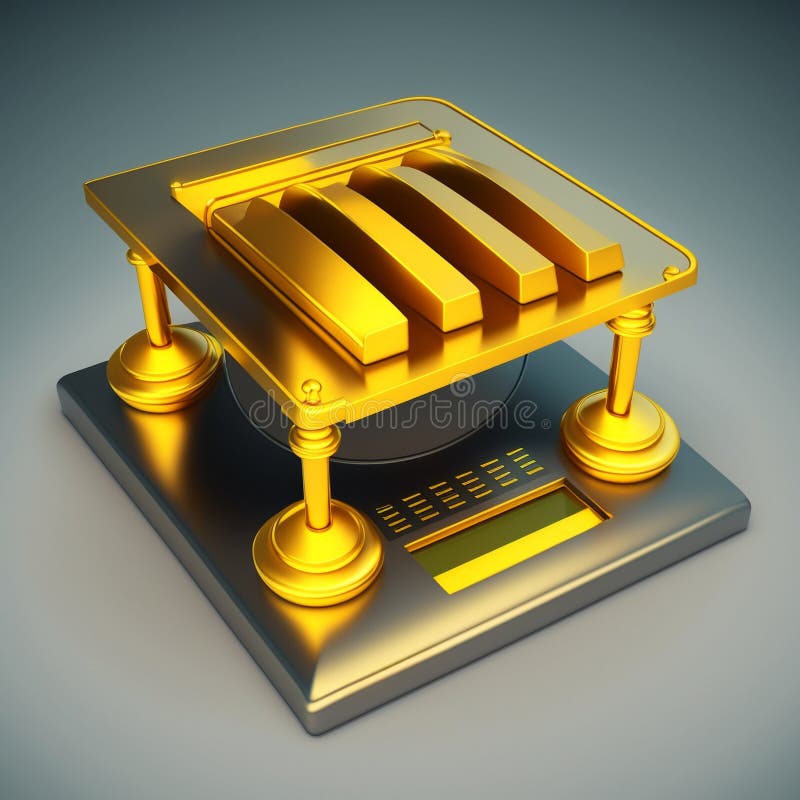 Close-up of Gold Bars on the Scales, Generative AI Stock Illustration ...