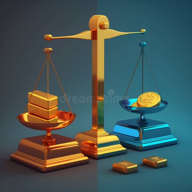 Close-up of Gold Bars on the Scales, Generative AI Stock Illustration ...