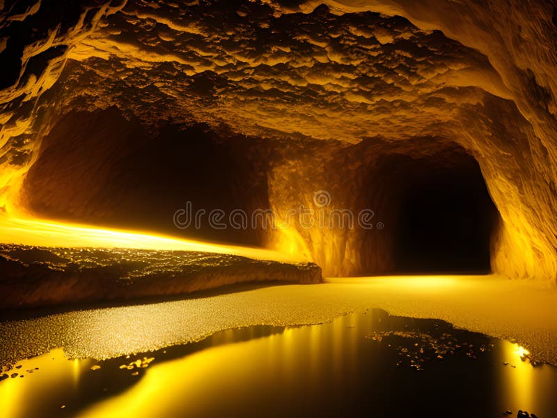 Close Up Gold Cave in the Mountain, AI Generated Stock Photo - Image of ...