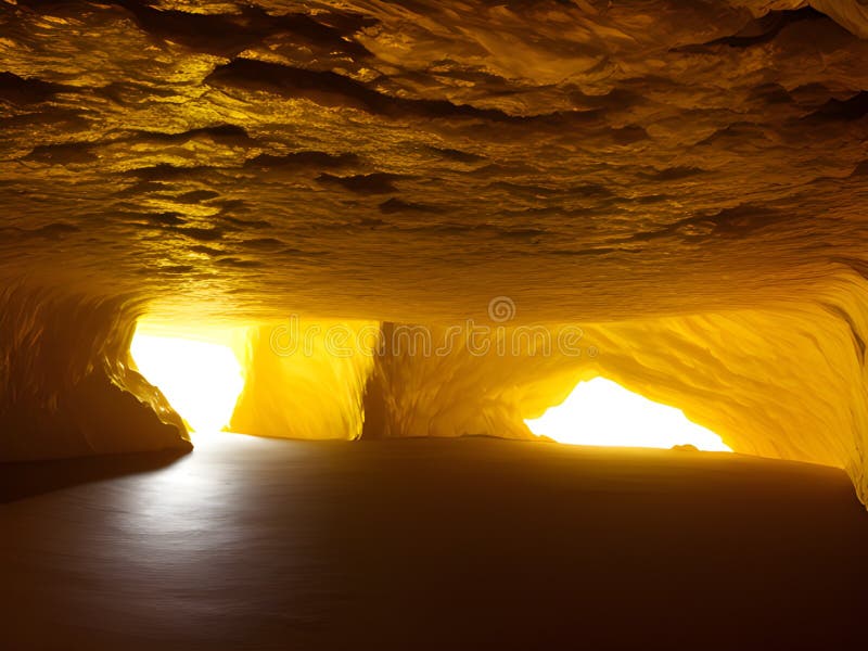 Close Up Gold Cave in the Mountain, AI Generated Stock Image - Image of ...