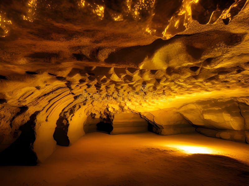 Close Up Gold Cave in the Mountain , AI Generated Stock Image - Image ...
