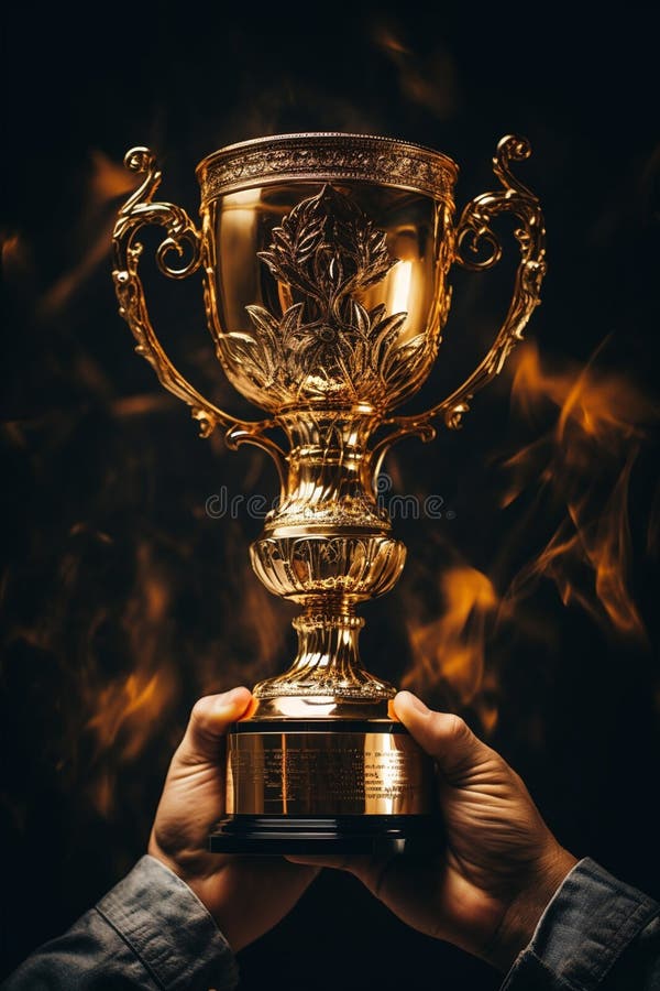Close-up of a Gold-colored Trophy. Cup Stock Image - Image of prize ...