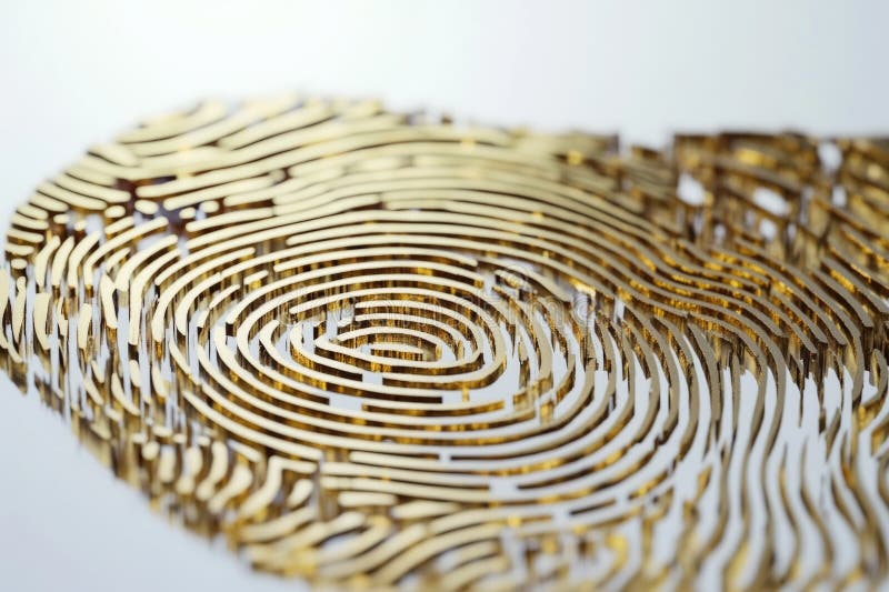 A Close-up of a Gold Fingerprint on a Clean White Surface Stock Image ...