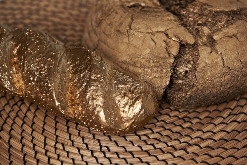 Close-up of Gold Metal Bread Stock Photo - Image of loaf, snack: 111157504
