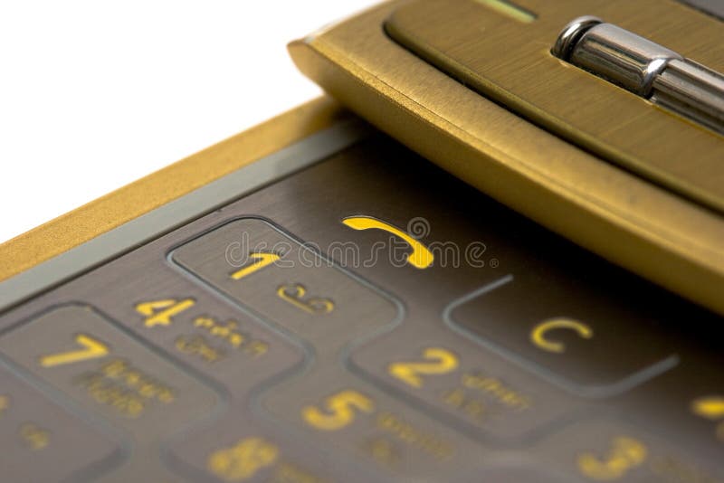 Close-up of gold mobile stock image. Image of message - 7317353