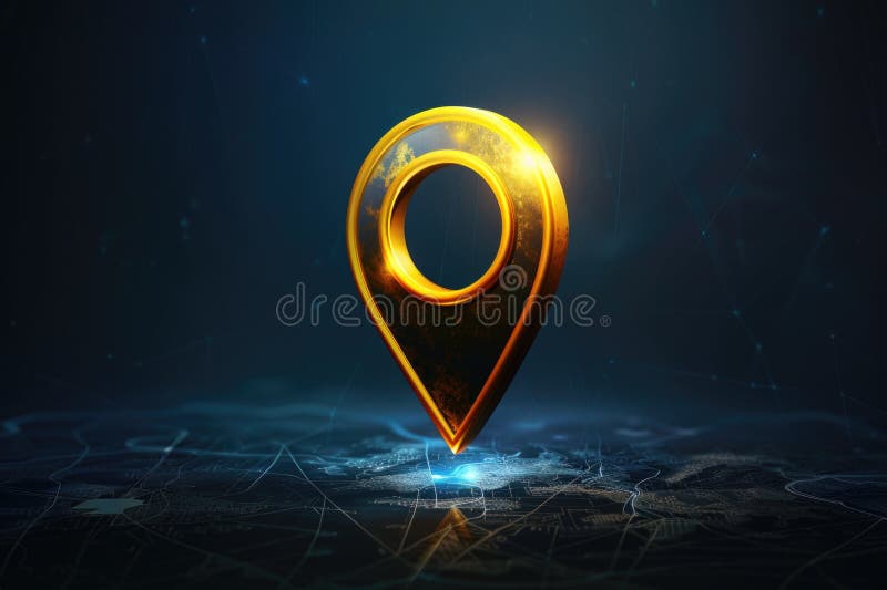 A Close-up of a Gold Pin Featuring a Glowing Circular Design Stock ...