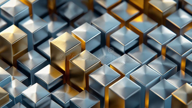A Close Up of a Gold and Silver Cube Pattern. Abstract Background Stock ...
