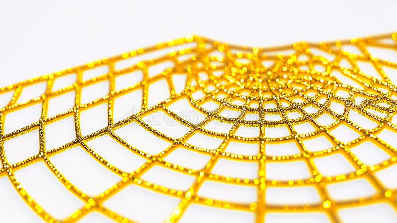 A Close Up of a Gold Spider Web on a White Surface Stock Image - Image ...
