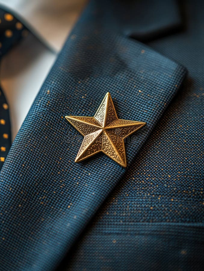 Close-up of a Gold Star Pin on a Suit Lapel. Stock Image - Image of ...