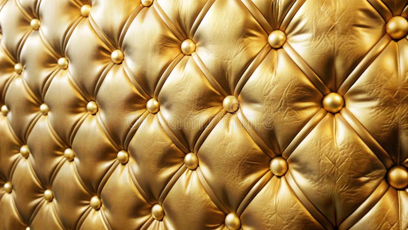 Close-up of Gold Tufted Leather Upholstery with Button Accents Stock ...