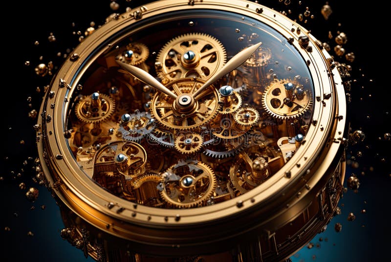 A Close Up of a Gold Watch with Gears Coming Out of it. Generative AI ...
