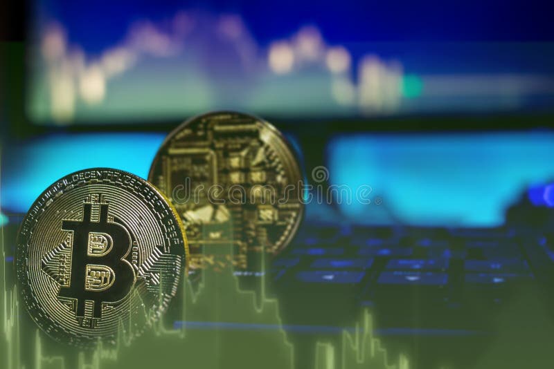 Bitcoins and Screen with Charts Stock Photo - Image of currency ...