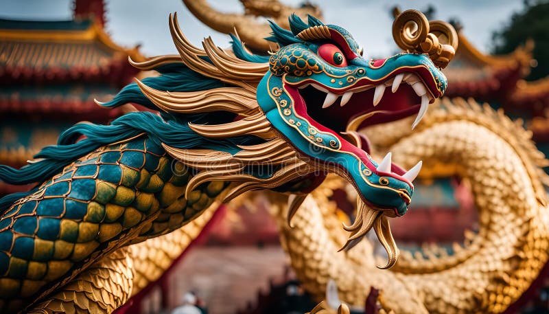 Chinese Dragon Statue stock illustration. Illustration of dragon ...