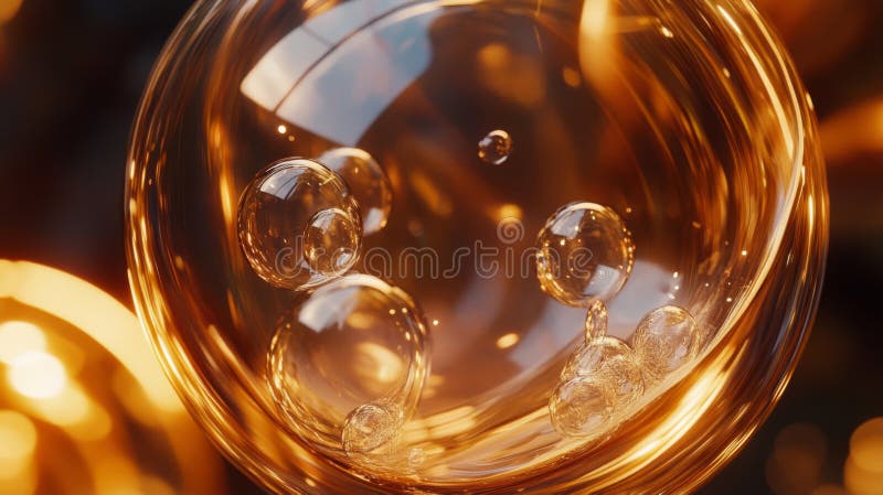 Close-up of Golden Bubbles in Liquid, Abstract Background Stock ...