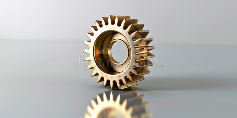 Close-up of the golden cog stock image. Image of connection - 330292379