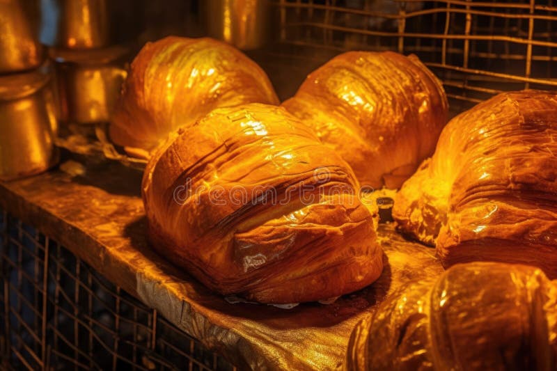 Close-up of Golden Crusty Loaves in Bakery Stock Image - Image of bread ...