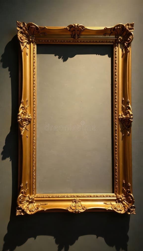 Close Up of a Golden Frame on a Museum Wall, Highlighting Texture ...