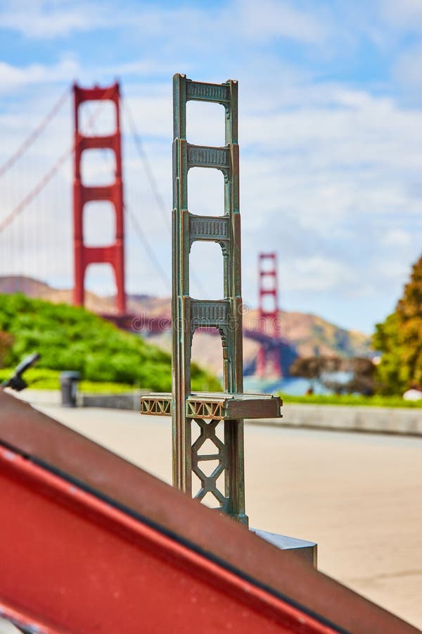 Close Up of Golden Gate Bridge Replica with Bridge in Background on ...