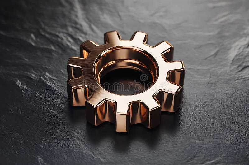 Close-up of a Golden Gear on a Dark Surface Stock Illustration ...