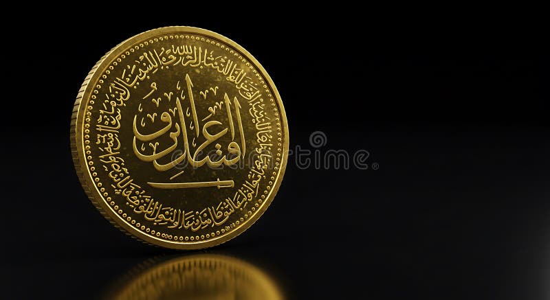 Golden Islamic Coin: a 3D Render of a Commemorative Coin Stock ...