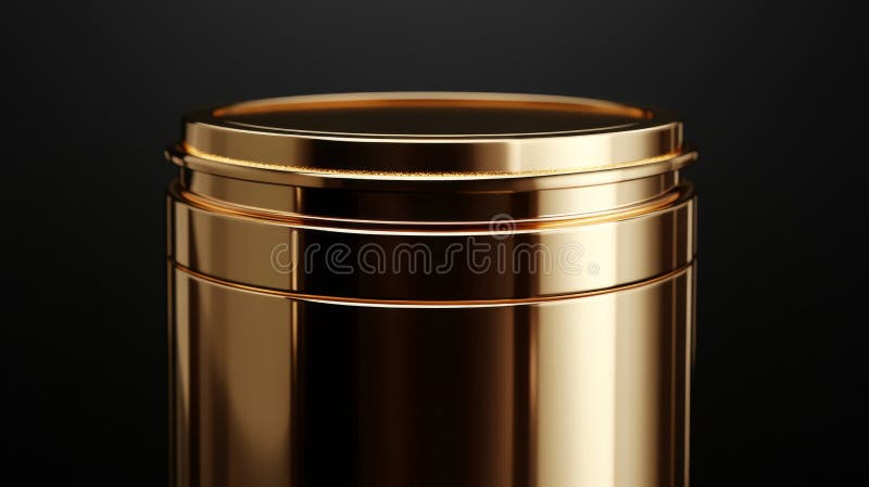 Close Up Golden Metallic Cylinder Design with Elegant Glossy Surface ...