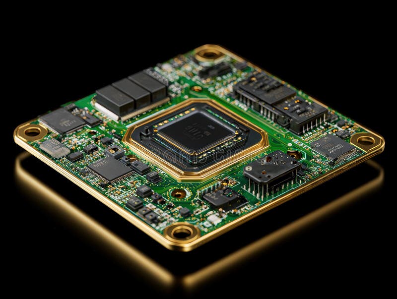 Close-up of a Golden Network Camera with Green PCB, Showcasing ...