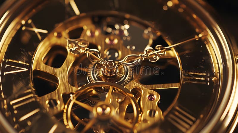 Close-up of a Golden Pocket Watch with Intricate. Stock Illustration ...