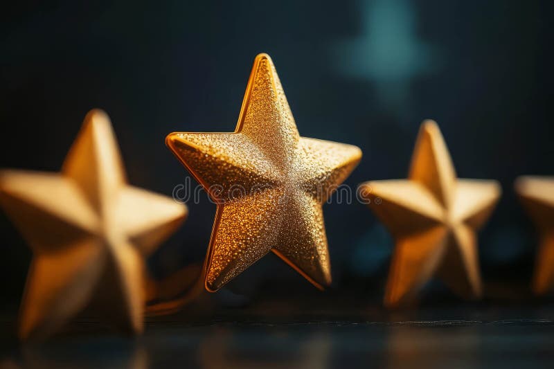 Close Up of Golden Star Decorations Symbolizing Excellence and ...