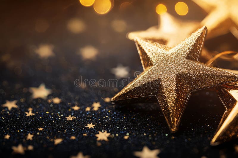 Close Up of Golden Star Decorations Symbolizing Excellence and ...