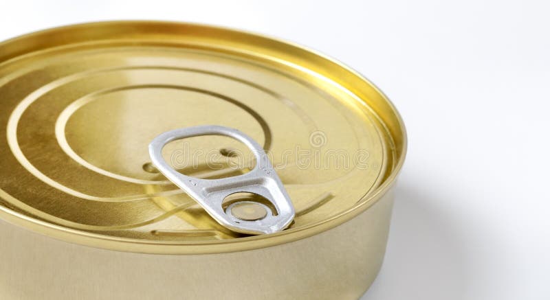 Close-up of a Golden Tin Can with a Built-in Key Stock Image - Image of ...