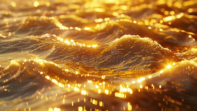 Golden Wave of Light on Black Background. Generative AI. Stock Image ...