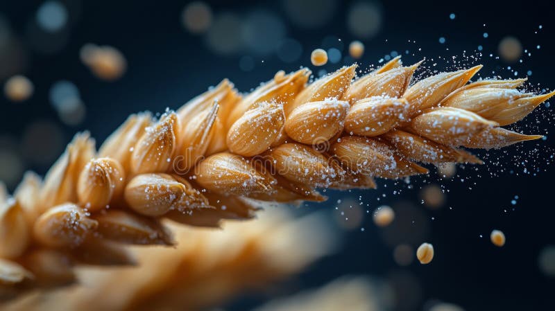 Close Up of Golden Wheat Heads with Dynamic Floating Particles Stock ...
