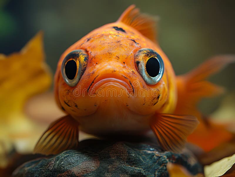 A Close Up of a Goldfish with Big Eyes Looking at the Camera Stock ...