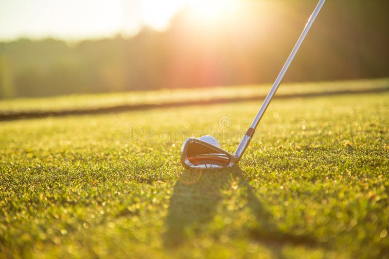 Close-up of Golf Ball with Club Stock Image - Image of flag, macro ...
