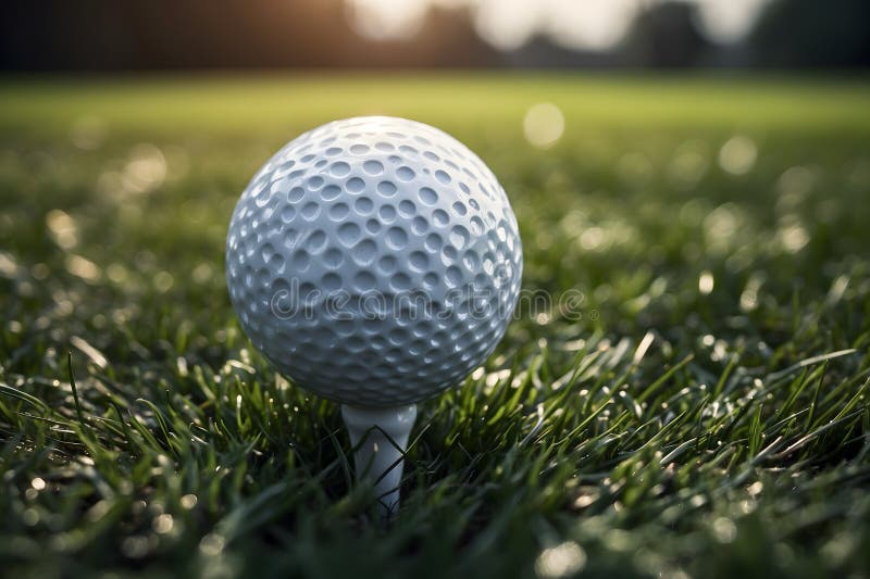 A Close Up of a Golf Ball with Green Grass Stock Photo - Image of goal ...