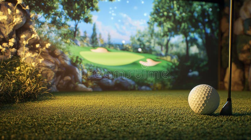 A Close-up of a Golf Ball and Putter on a Screen Displaying a Virtual ...