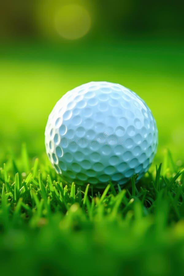 Close Up of Golf Ball Resting on Lush Green Grass, Bright, Idyllic ...