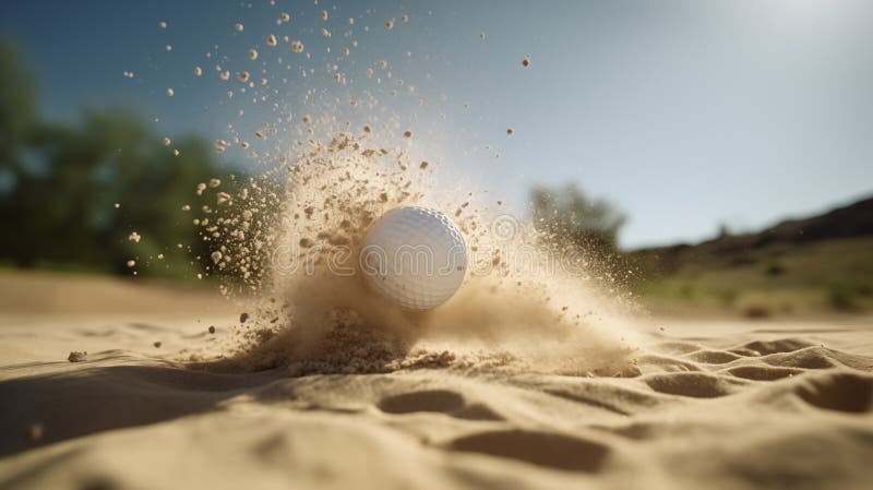 Close Up Golf Ball in Sand Bunker of Golf Course Stock Illustration ...