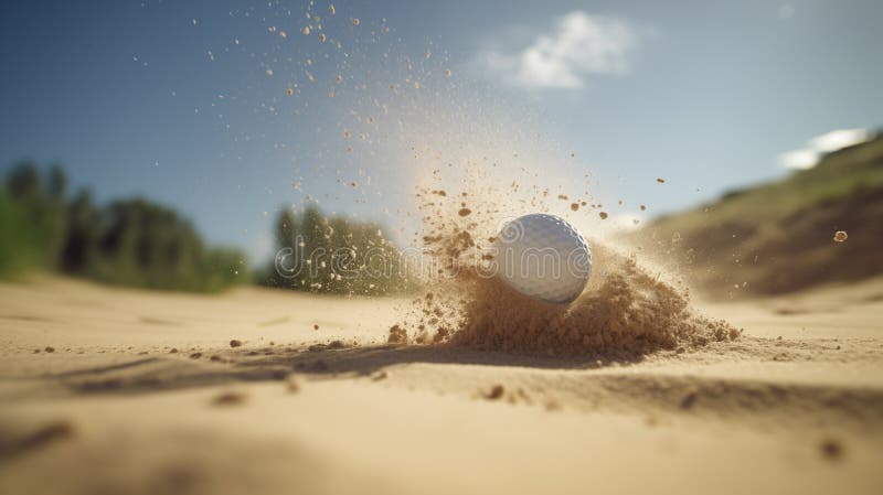 Close Up Golf Ball in Sand Bunker of Golf Course Stock Illustration ...