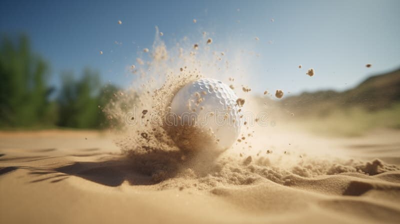 Close Up Golf Ball in Sand Bunker of Golf Course Stock Illustration ...