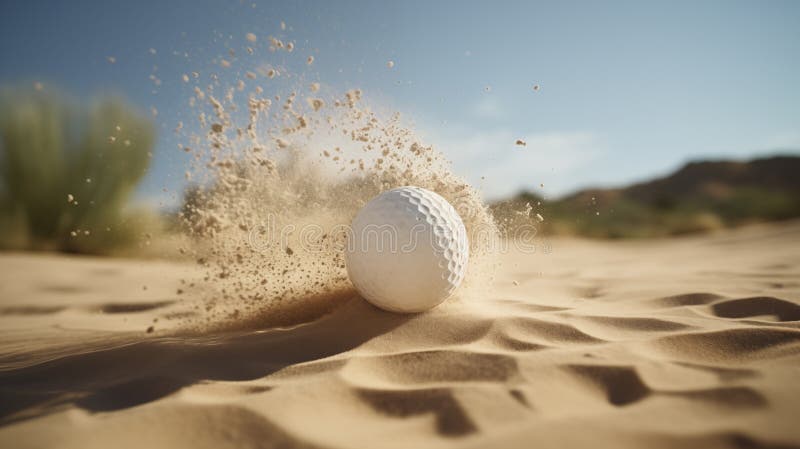 Close Up Golf Ball in Sand Bunker of Golf Course Stock Illustration ...