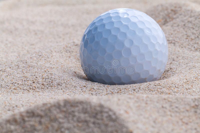 Close Up Golf Ball in Sand Bunker. Stock Image - Image of fairway ...