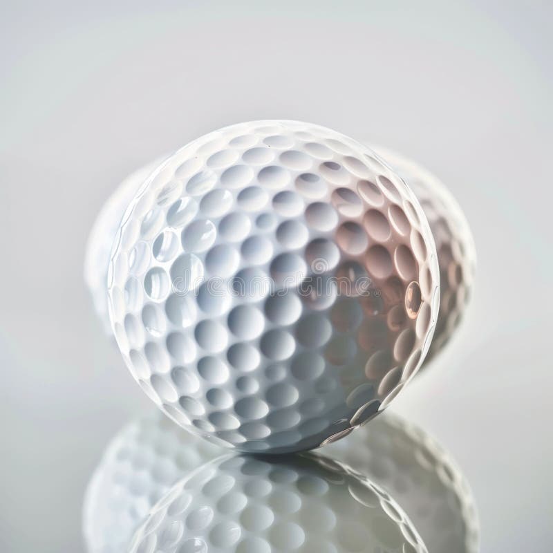 Close-up of Golf Balls with Detailed Texture on Reflective Surface ...