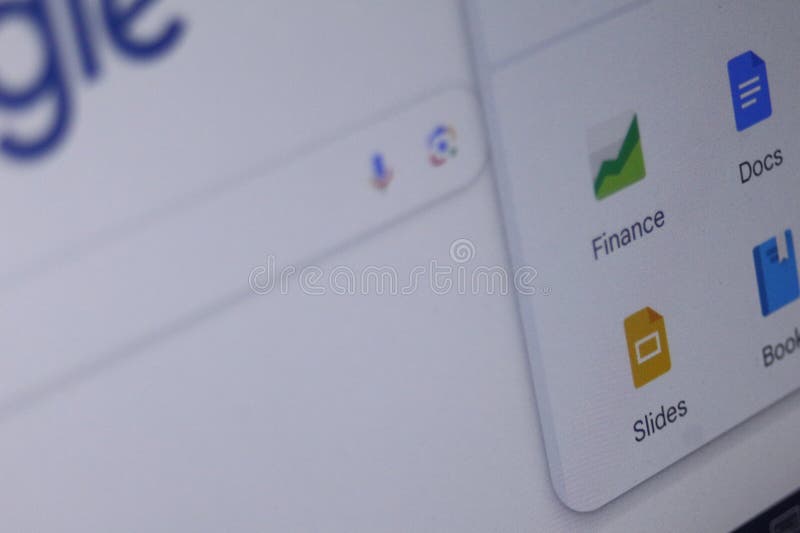Close-up of Google Finance, Docs, and Slides Icons on a Computer Screen Stock Photo - Image of ...