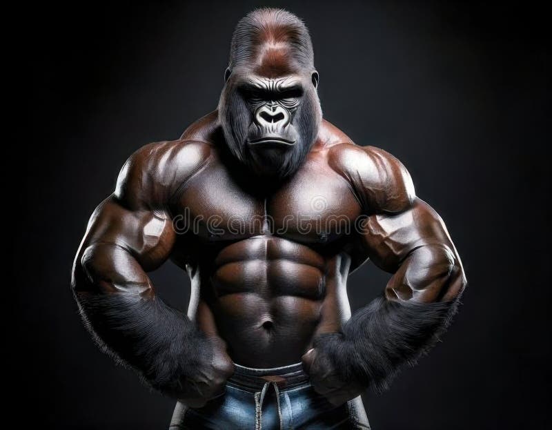 Close Up Gorilla Bodybuilder Stock Illustration - Illustration of buff ...