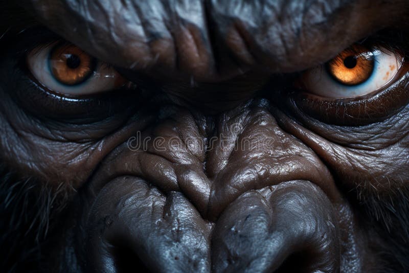 Close-up of a Gorilla Staring Aggressively at the Camera Stock ...