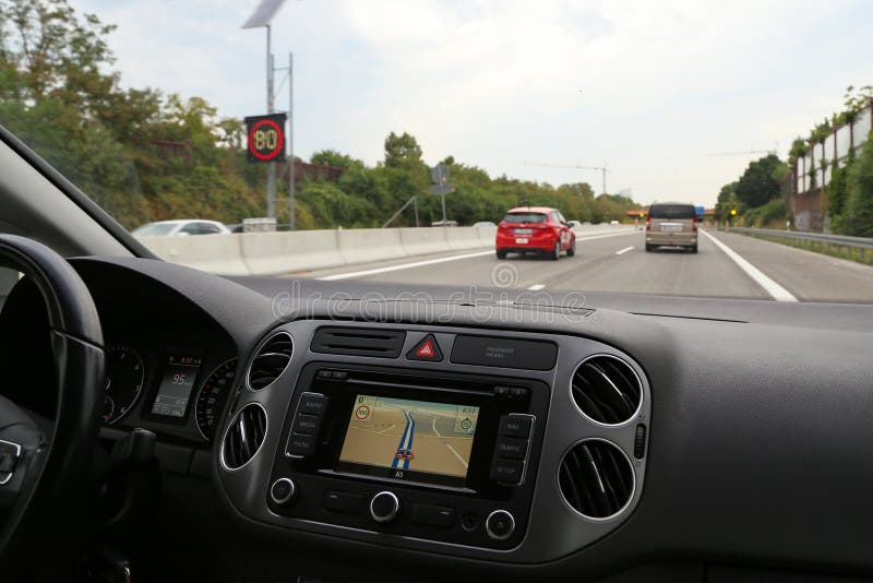 Close-up of Gps Navigation System in Car Stock Photo - Image of screen ...